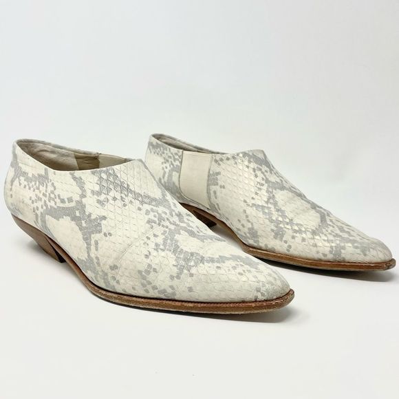 Via Spiga | Shoes | Vintage Via Spiga Snakeprint White Leather Stacked ...